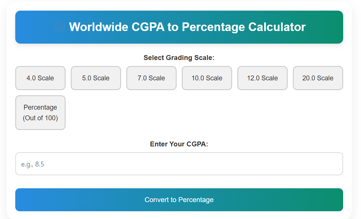 CGPA to Percentage Calculator | Convert CGPA into % Instantly